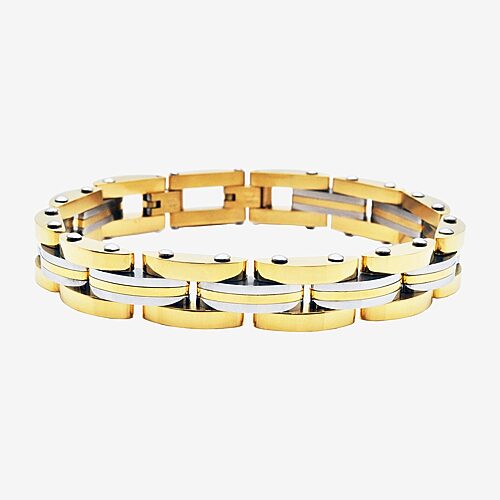 Click here for Mens 14K Gold Over Stainless Steel Solid 8 1/2 Inc... prices