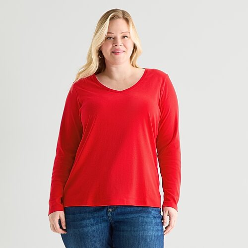 Click here for St. Johns Bay Womens Plus V Neck Long Sleeve T-Shi... prices