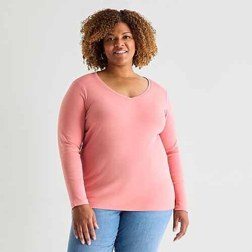 Click here for St. Johns Bay Womens Plus V Neck Long Sleeve T-Shi... prices