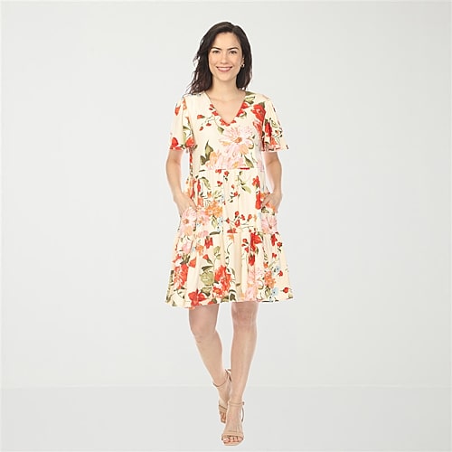 Click here for Womens White Mark Tropical Floral Short Sleeve Shi... prices