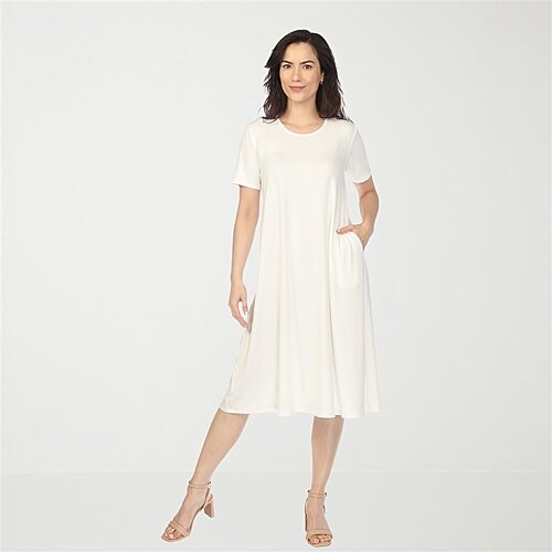 Click here for Womens White Mark Round Neck T-Shirt Shift Dress prices