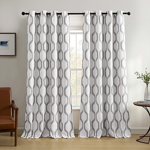Click here for Threadmade Renzo Geometric Linen Room Darkening Wi... prices