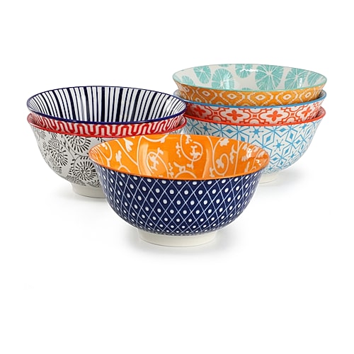 Elama Roxey 6 Piece Porcelain Salad Bowl  One Size  Multiple Colors