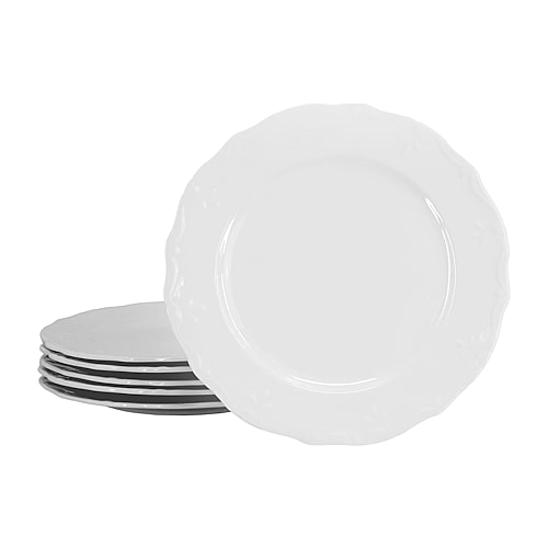 Elama Henryi 10.6 Inch 6-pc. Porcelain Dinner Plate  One Size  White