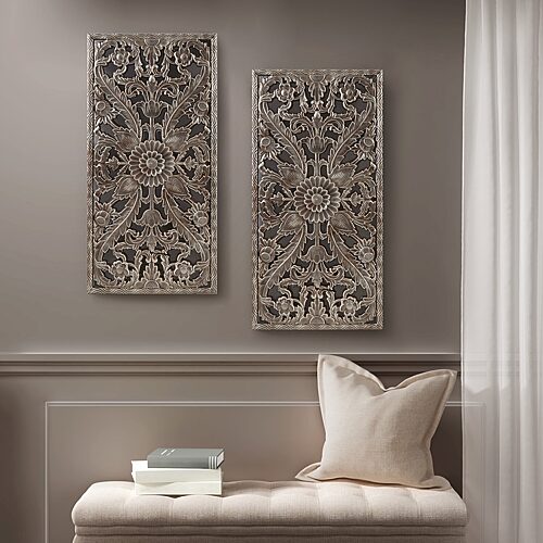 Click here for Madison Park Botanical Distressed Carved Wood 2-pc... prices