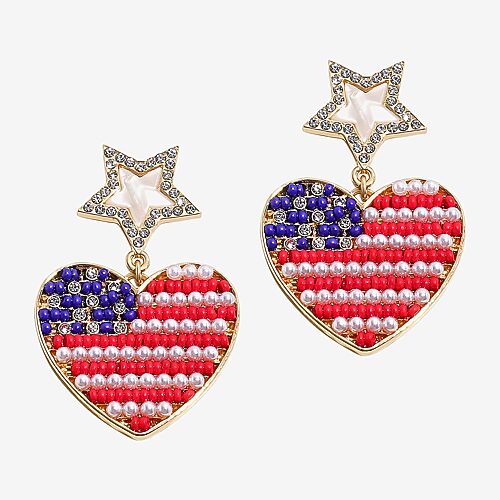 Click here for Mixit American Flag Womens Heart Star Drop Earring... prices