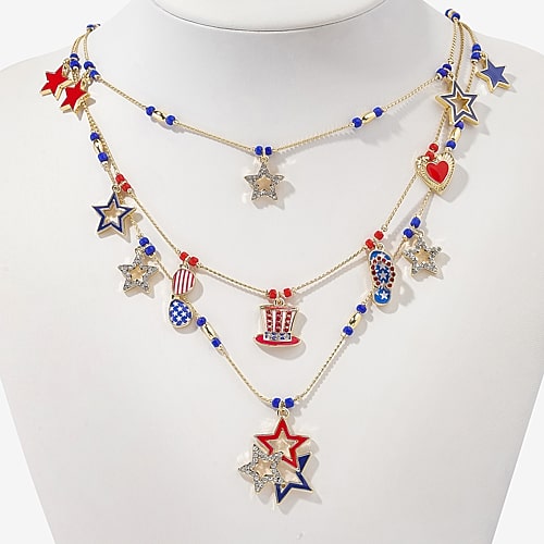 Click here for Mixit 4th Of July Layered Womens 18 Inch Strand Ne... prices