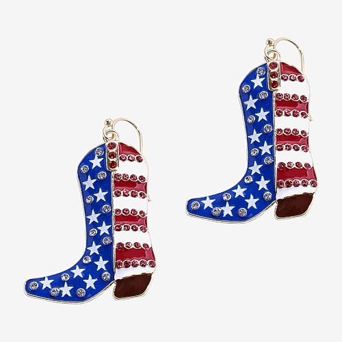Click here for Mixit American Flag Cowboy Boot Womens Star Drop E... prices