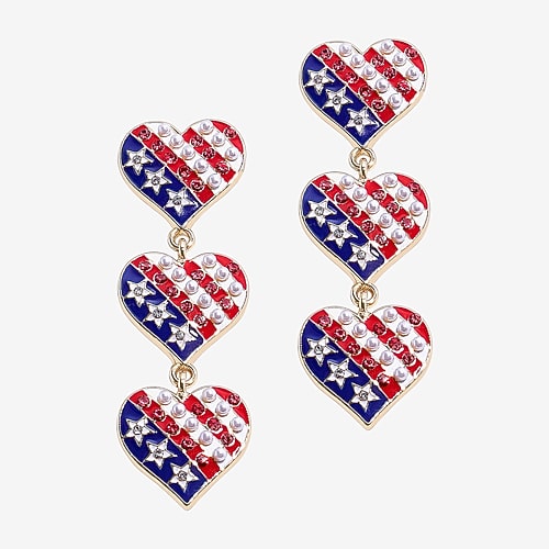 Click here for Mixit American Flag Womens Heart Star Drop Earring... prices