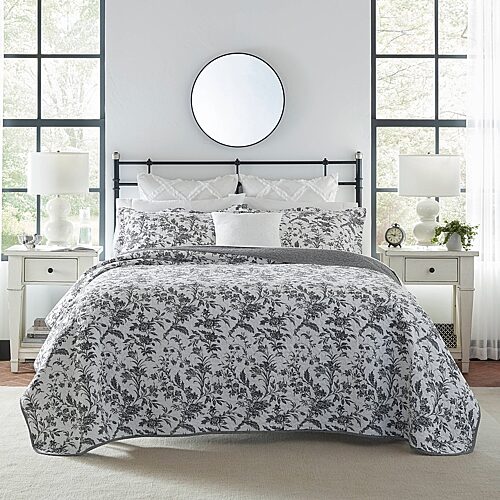 Click here for Laura Ashley Amberly Quilt Set  One Size  Black prices