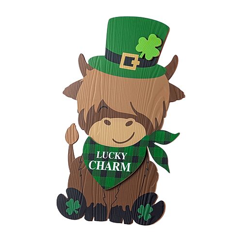 Click here for Glitzhome 24 Wooden Highland Cow St. Patricks Day... prices