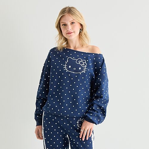 Click here for Womens Juniors Asymmetrical Neck Long Sleeve Hello... prices