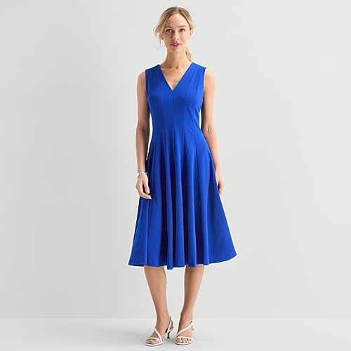 Click here for Marc New York Womens Midi V Neck Sleeveless Fit +... prices