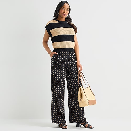 Click here for Liz Claiborne Womens Wide Leg Mid Rise Pull-On Pan... prices
