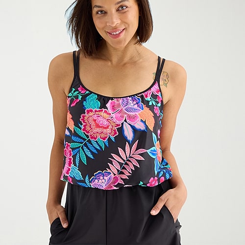 Click here for Sonnet Shores Womens Floral Swim Romper  8  Black prices