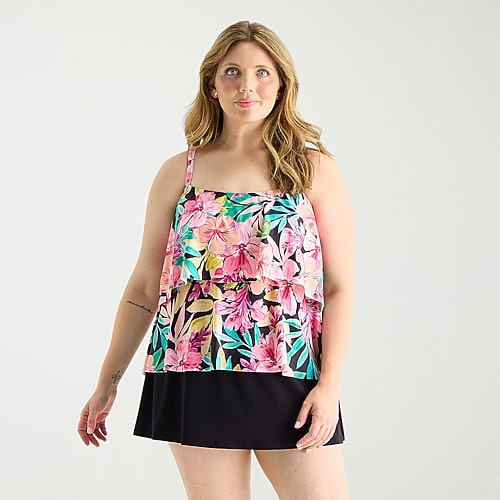 Click here for Sonnet Shores Womens Floral Plus Tankini Swimsuit... prices
