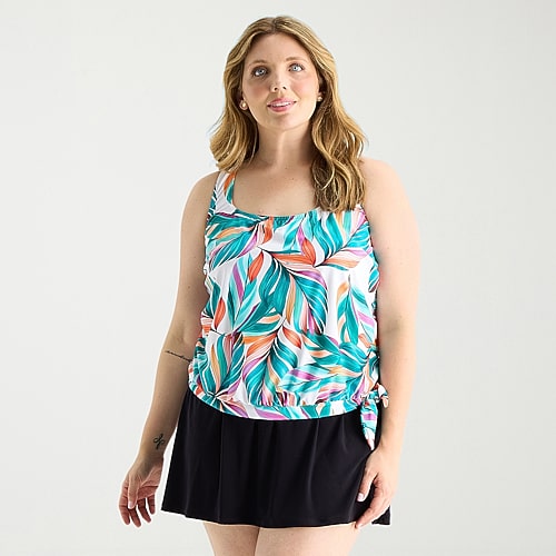 Click here for Sonnet Shores Womens Leaf Plus Tankini Swimsuit To... prices