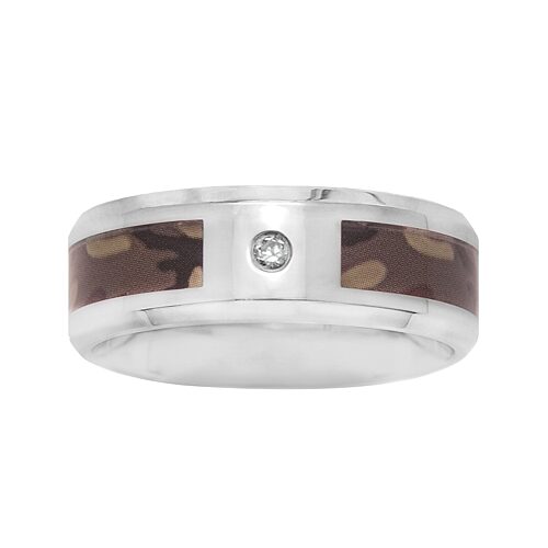 Click here for Mens 8mm Stainless Steel Diamond-Accent Camouflage... prices