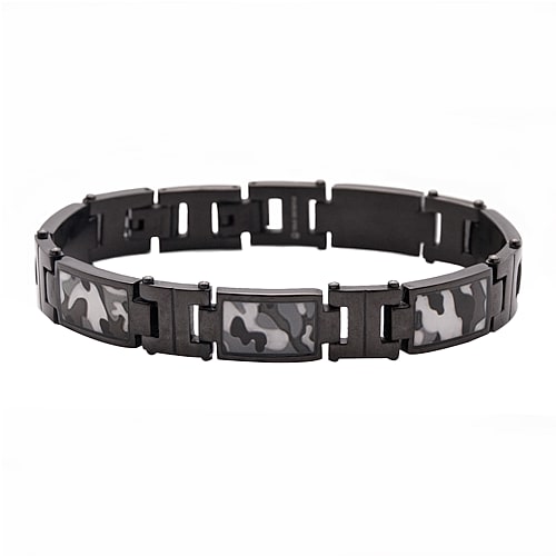 Click here for Mens Stainless Steel Camouflage Link Bracelet  One... prices