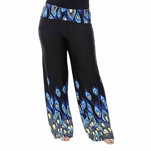 Click here for Plus Size White Mark Printed Palazzo Pants-Peacock prices