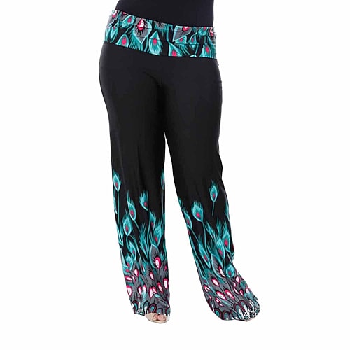 Click here for Plus Size White Mark Printed Palazzo Pants-Peacock prices