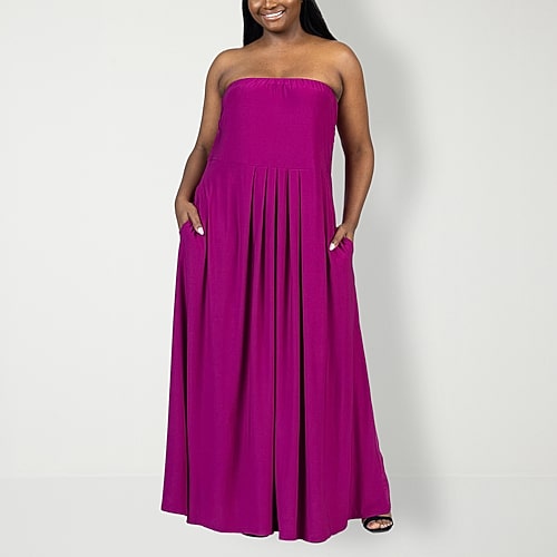 Click here for 24seven Comfort Apparel Plus Size Strapless Maxi D... prices