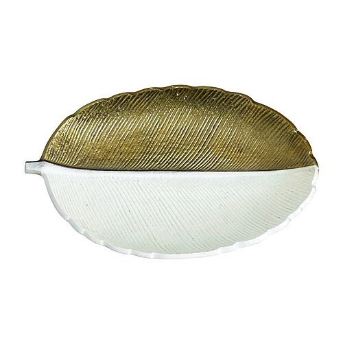 Click here for Nearly Natural 14 Gold And White Leaf Decorative T... prices
