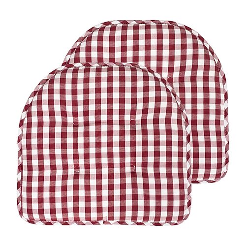 Sweet Home Collection Checkered Buffalo Check U Shaped Memory Foam 17 x 16 Chair Cushions  One Size  Red