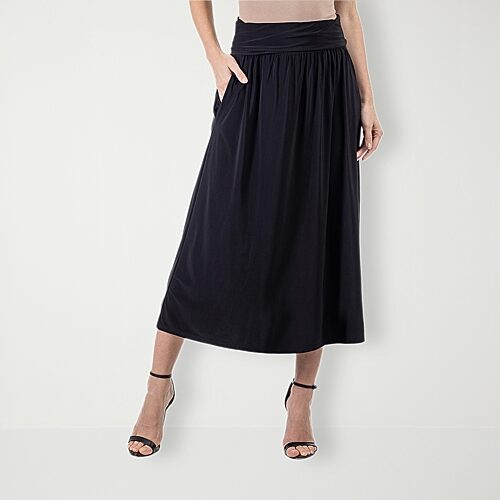 Click here for 24seven Comfort Apparel Foldover Maxi Pocket Skirt... prices