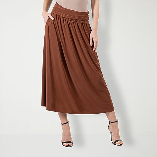 Click here for 24seven Comfort Apparel Foldover Maxi Pocket Skirt... prices