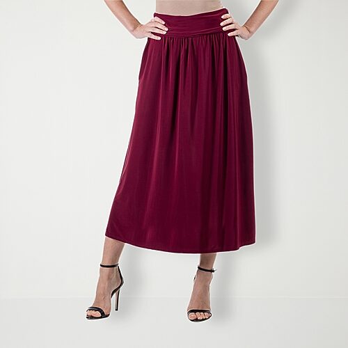 Click here for 24seven Comfort Apparel Foldover Maxi Pocket Skirt... prices