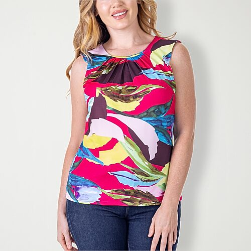 Click here for Womens 24/7 Comfort Apparel Floral Sleeveless Blou... prices