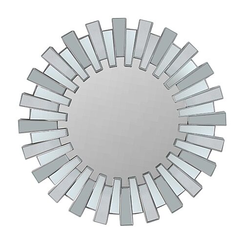 Northlight 25.5 Silver Aztec Sunburst Round Wall Mirror  One Size  Silver