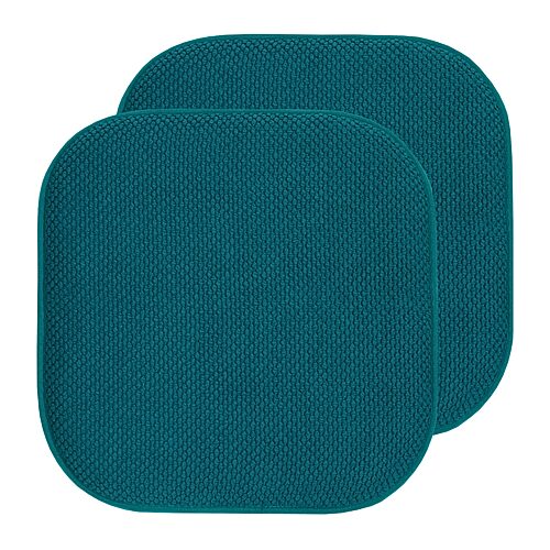 Sweet Home Collection Honeycomb Memory Foam No Slip Back 16 x 16 Chair Pad Cushion  One Size  Blue