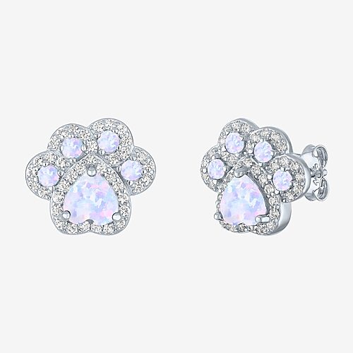 Click here for Paw Print Lab Created White Opal Sterling Silver 4... prices