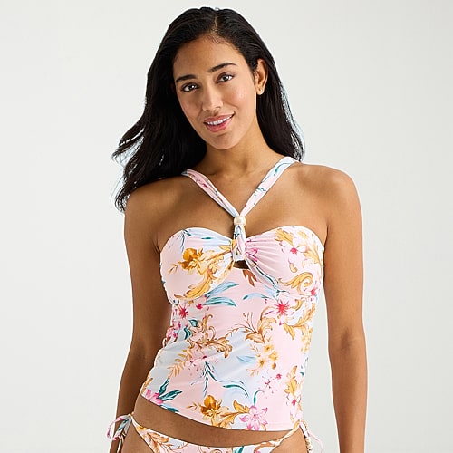 Click here for Mynah Womens Lined Floral Tankini Swimsuit Top  X-... prices