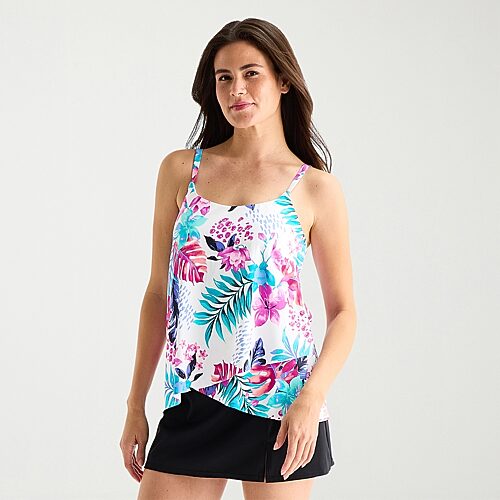 Click here for Sonnet Shores Womens Lined Tropical Leaf Tankini S... prices