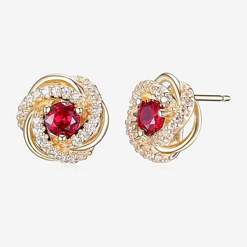 Click here for Lab Created Red Ruby 18K Gold Over Silver 10.6mm S... prices