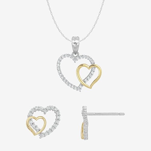 Click here for Womens Cubic Zirconia 10K Gold Sterling Silver Hea... prices