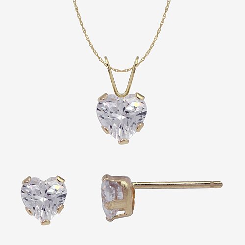 Click here for Womens Cubic Zirconia 10K Gold Heart 2-pc. Jewelry... prices