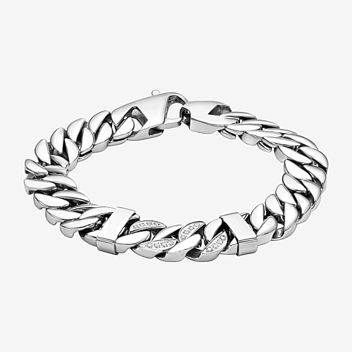Click here for Mens Stainless Steel 8 1/2 Inch Solid Curb Round C... prices