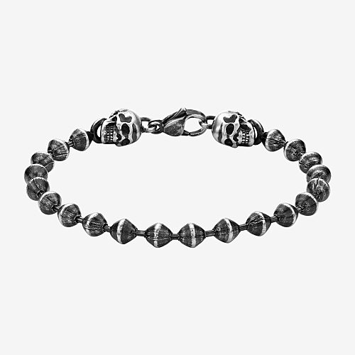 Click here for Mens Stainless Steel Skull Beaded Bracelet  One Si... prices