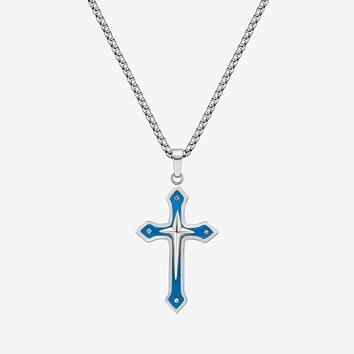 Click here for Mens Stainless Steel Cross 24 Inch Pendant Necklac... prices