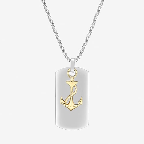 Click here for Mens Stainless Steel Anchor Dog Tag 24 Inch Pendan... prices
