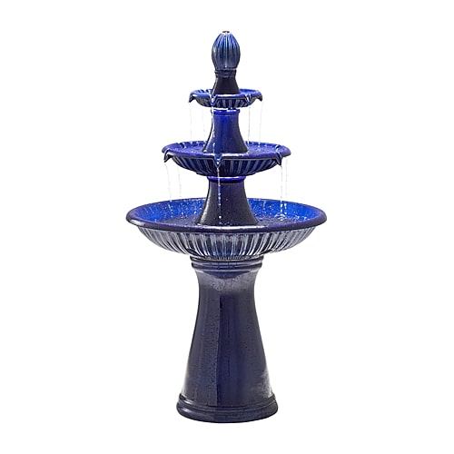 Click here for Glitzhome 45.25H Cobalt Blue 3-Tier Outdoor Founta... prices