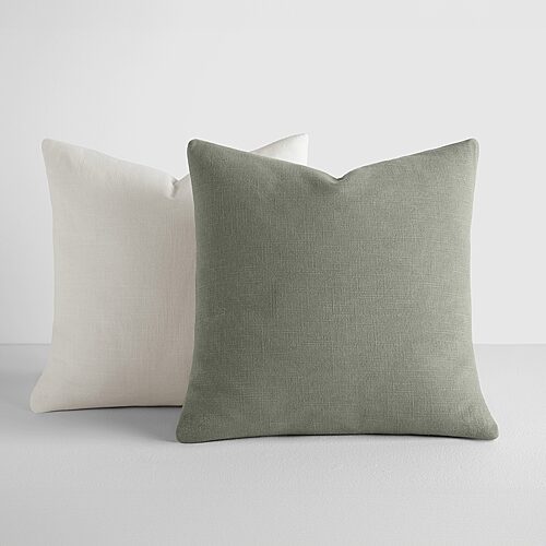 ienjoy Home Slub Cotton Solid 2-Pack Decor Pillows  20 x 20 - Light gray  White