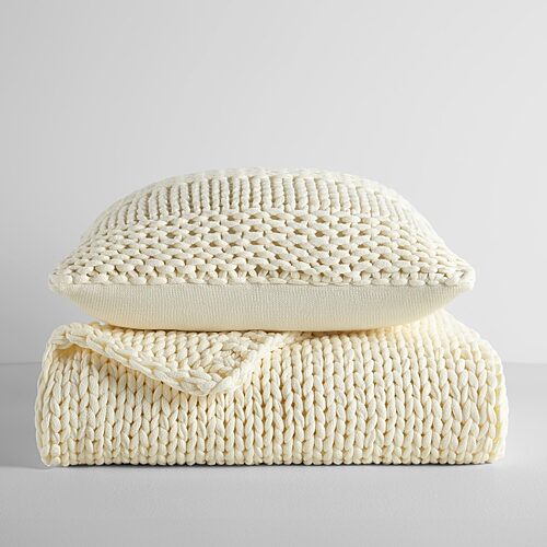Click here for Casual Comfort Chunky Knit Blanket and Pillow Set... prices