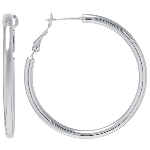 Click here for Fine Silver Plated 39mm Hi-Polished Tube Hoop Clic... prices