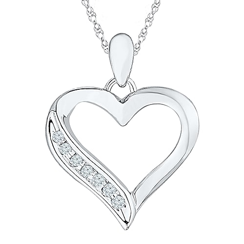 Click here for Diamond-Accent 10K White Gold Heart Pendant Neckla... prices