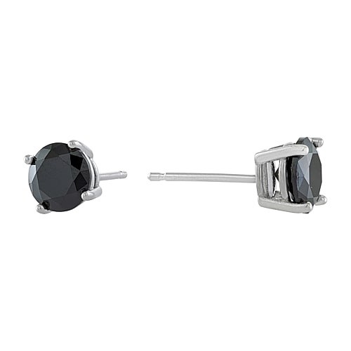 Click here for Macys Cubic Zirconia 7mm Prong Stud Earrings - Bla... prices